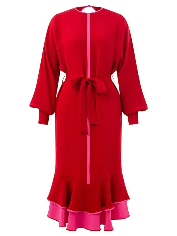 EMMA WALLACE Philie Silk Midi Dress - Red