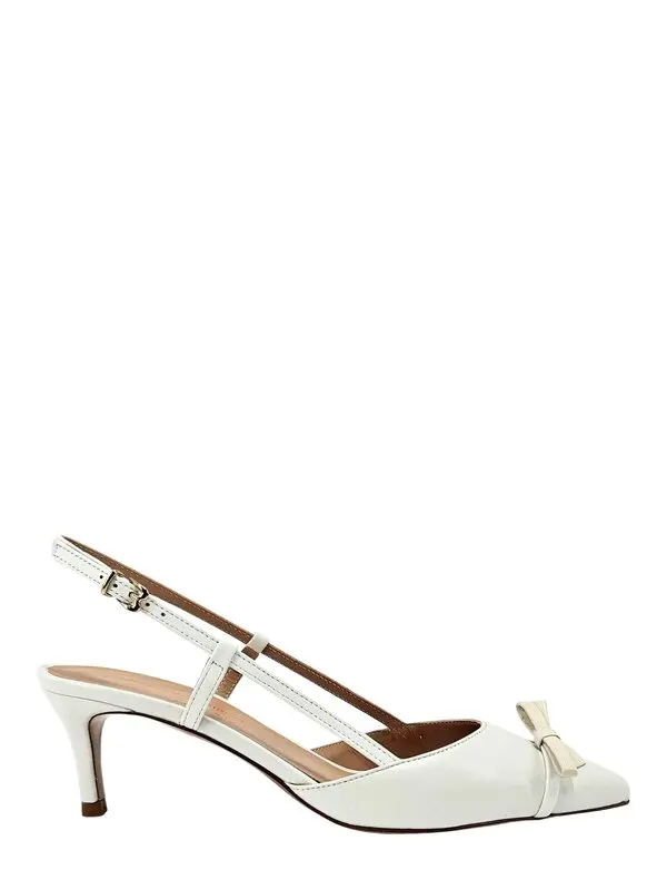 MADISON MAISON Alessia Leather Kitten Heel Slingback - White