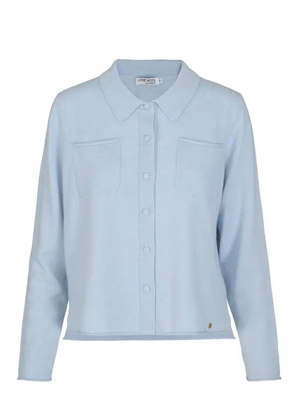 TIRILLM Nadine Collared Cardigan With Pockets - Blue