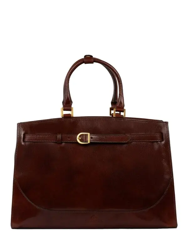 TIME RESISTANCE Leather Handbag Shirley - Brown