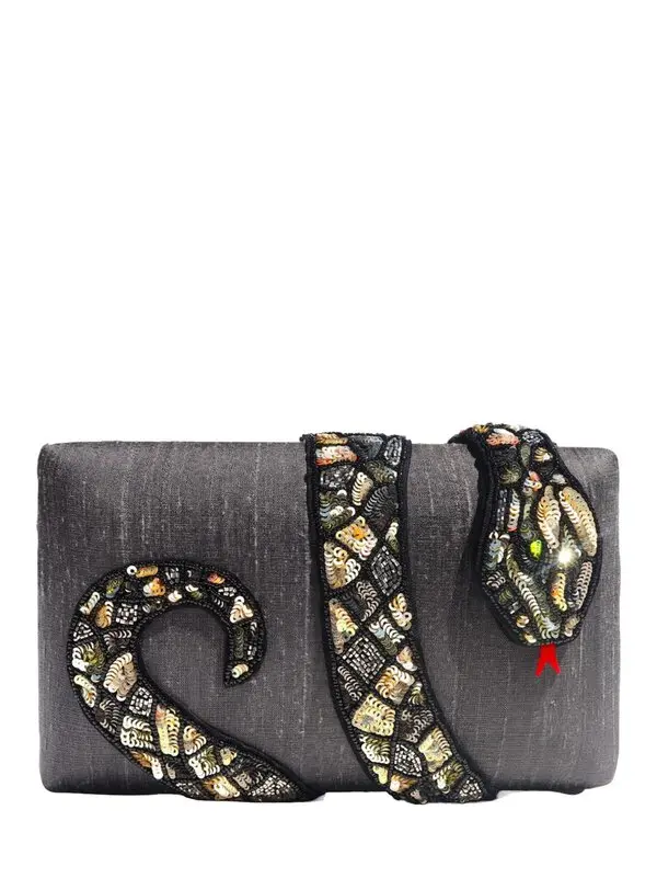 SIMITRI Kaa Clutch - Grey/gold/black
