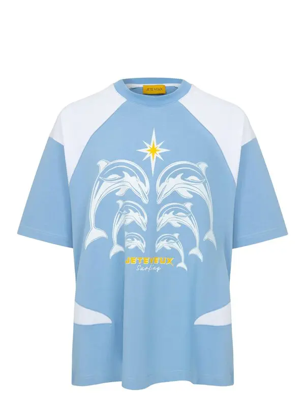 JE TE VEUX Off Shore Dolphin Printed T-shirt - Blue
