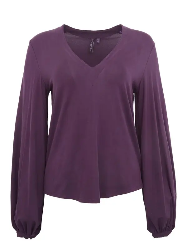 LORDS OF HARLECH Long Sleeve V-neck Shirt - Purple