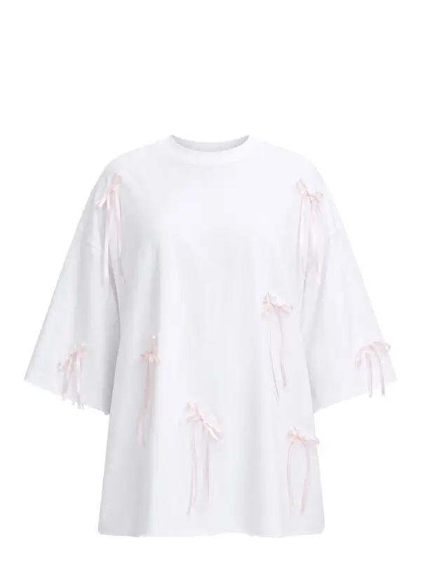 MYSIMPLICATED Oversized Ribbon T-shirt - White/pink