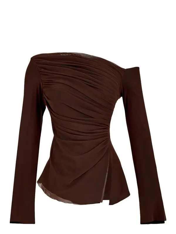 GROWNY Caprina Off-shoulder Blouse - Brown