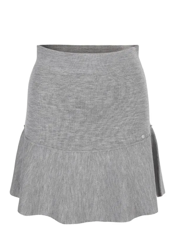 TIRILLM Anita Short Merino Wool Flared Skirt - Grey