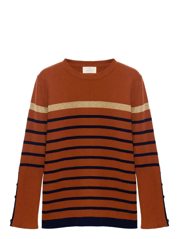 PERALUNA Striped Knit Jumper - Brown