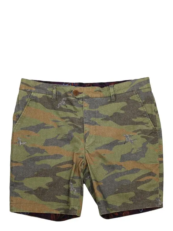 LORDS OF HARLECH Printed Flat-front Short - Green