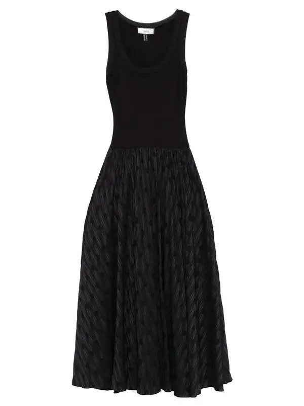 NISSA Floral-jacquard Midi Dress - Black