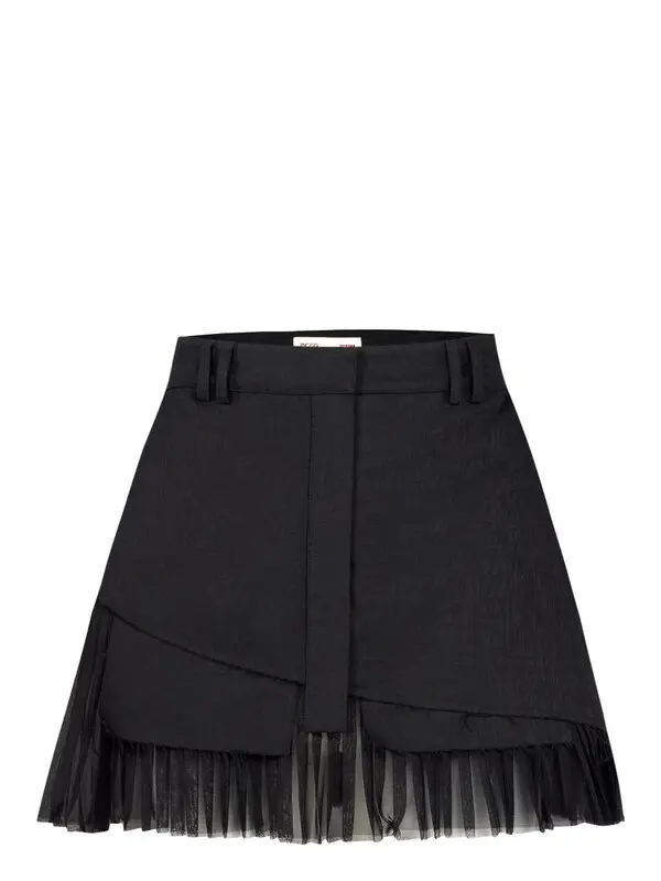 PCFG Pleated Skirt With Tulle Hem - Black