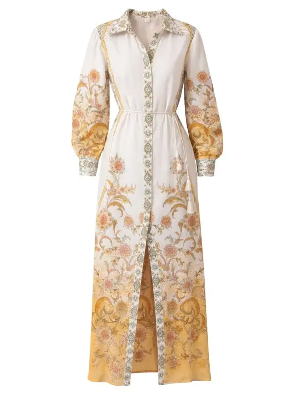 RAISHMA Briar Printed Cotton Cambric Dress - Yellow
