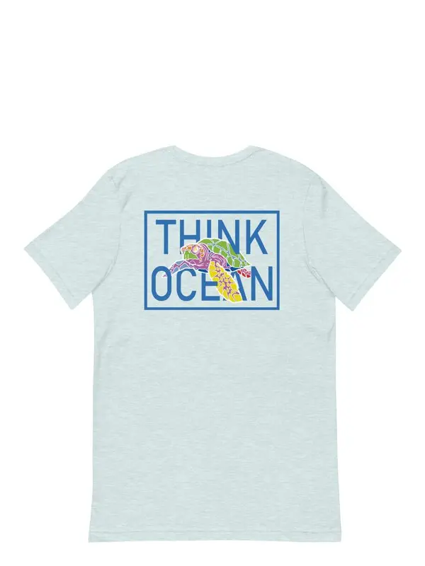 ANCHOR & CREW Ice Think Ocean Turtle Fluorescence Cotton Embroidered T-shirt - Blue
