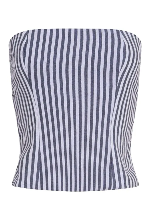 LONDON ATELIER BYPRODUCT Striped Strapless Corset - Blue/white