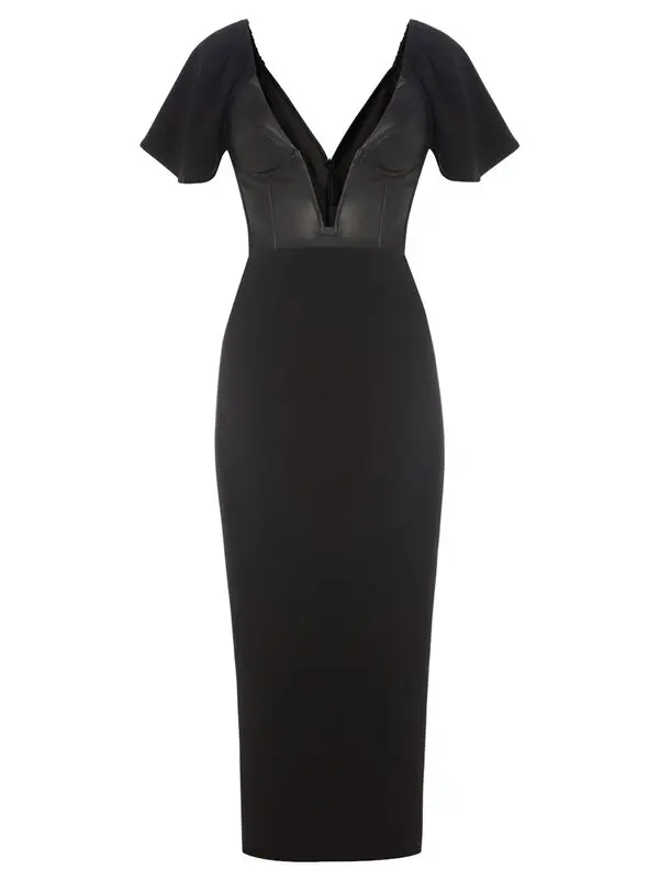 THE GT ATELIER Leather Corset Dress - Black