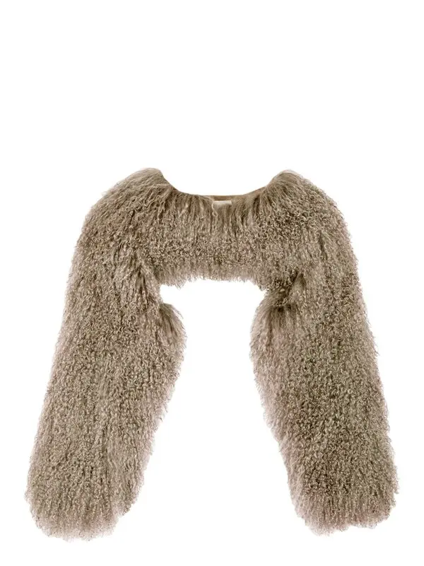 SHADED THE LABEL Lamorna Mongolian Shearling Multiway Micro Jacket - Beige/yellow