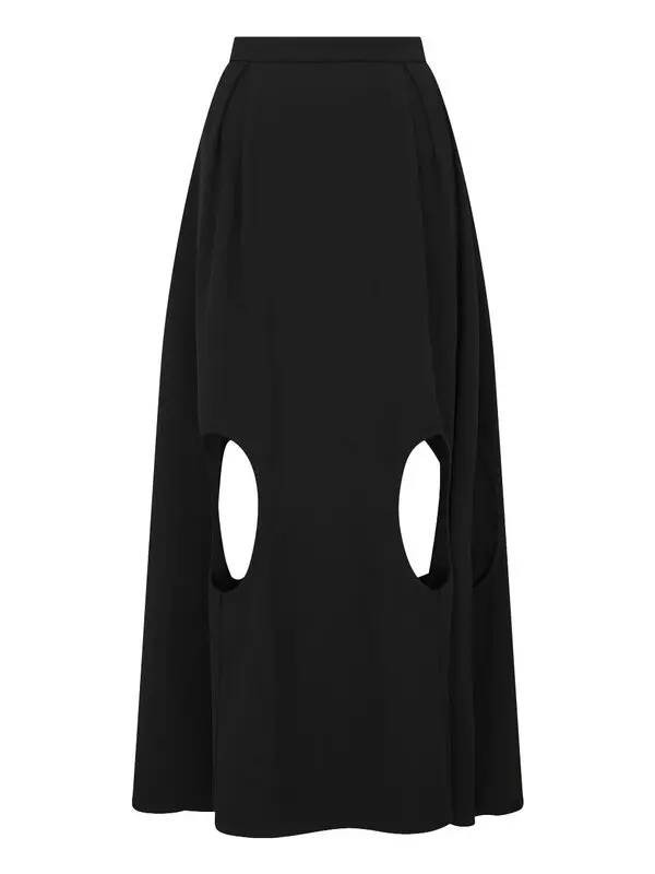 SOUR FIGS Cut-out Midaxi Flared Skirt - Black