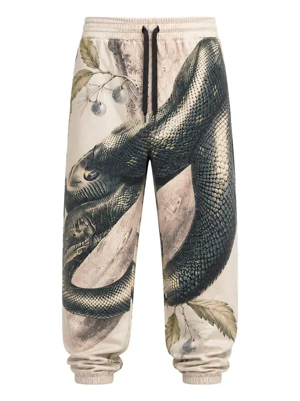 MYSIMPLICATED Snake Print Recycled Fabric Trousers - Beige
