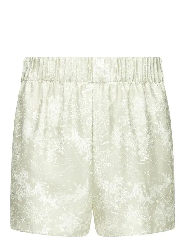 LILY ROU Printed Silk Relaxed Shorts - Orange