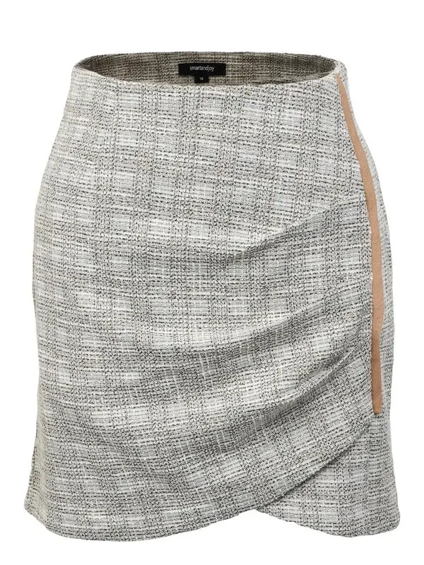 SMART AND JOY Asymmetrical Skirt With Satin Bias Detail - Brown