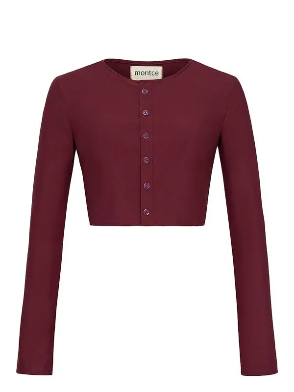 MONTCE Button-down Fitted Cardigan - Red