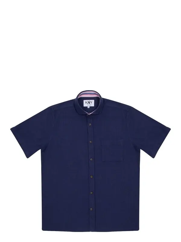 KOY CLOTHING Navy Air Weave Shirt Short Sleeve - Blue
