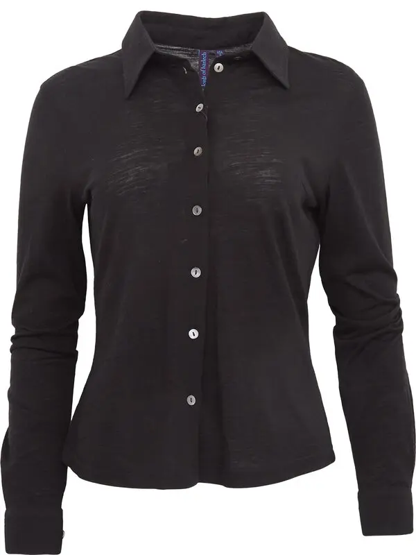 LORDS OF HARLECH Merino Wool Jersey Shirt - Black