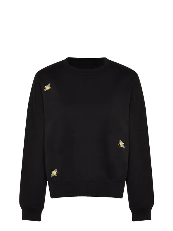 INGMARSON Bee Embroidered Relaxed Fit Sweatshirt - Black