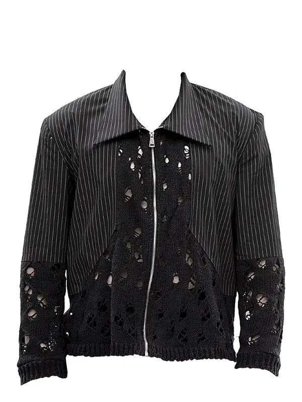 MAISON BOGOMIL Split Front Pinstripe Jacket - Black