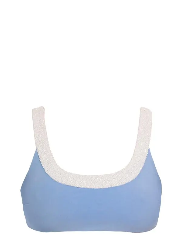 SELF-ADORE Hand-beaded Embellished Bikini Top - White/blue