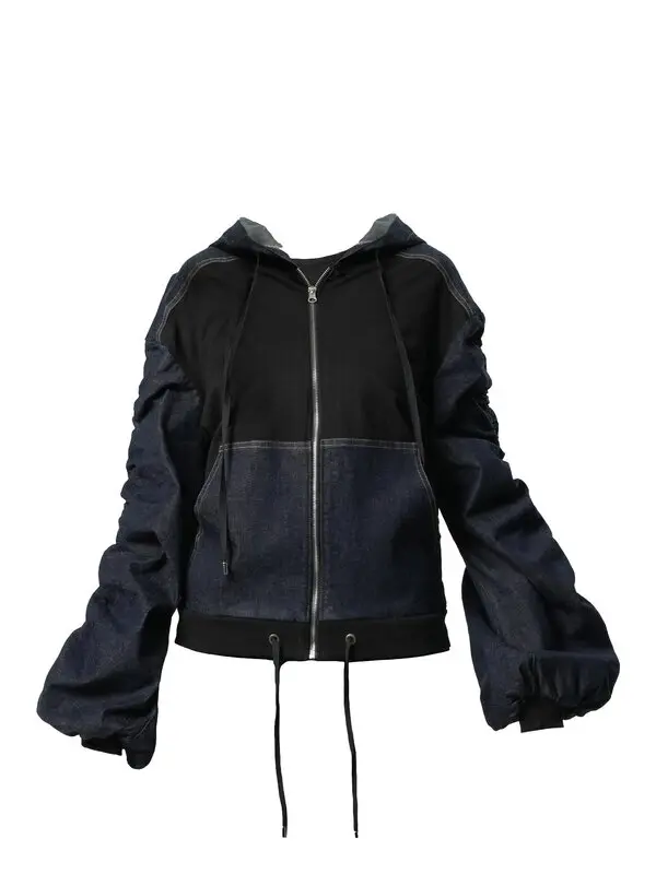 METAMORPHOZA Denim Jacket With Gathered Sleeves - Blue