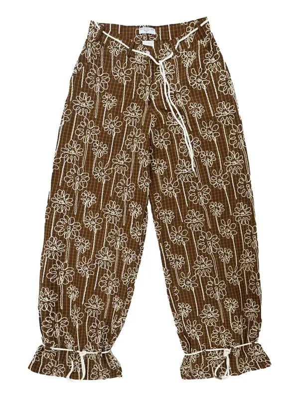 28NATELIER Embroidered Rope Pants - Brown/red