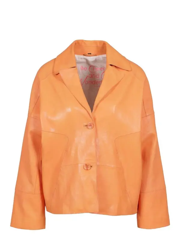 FREAKY NATION Oversized Leather Blazer Jacket - Orange