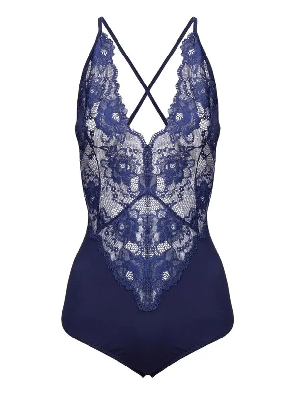 OH!ZUZA NIGHT&DAY Bodysuit With Lace Detail - Blue