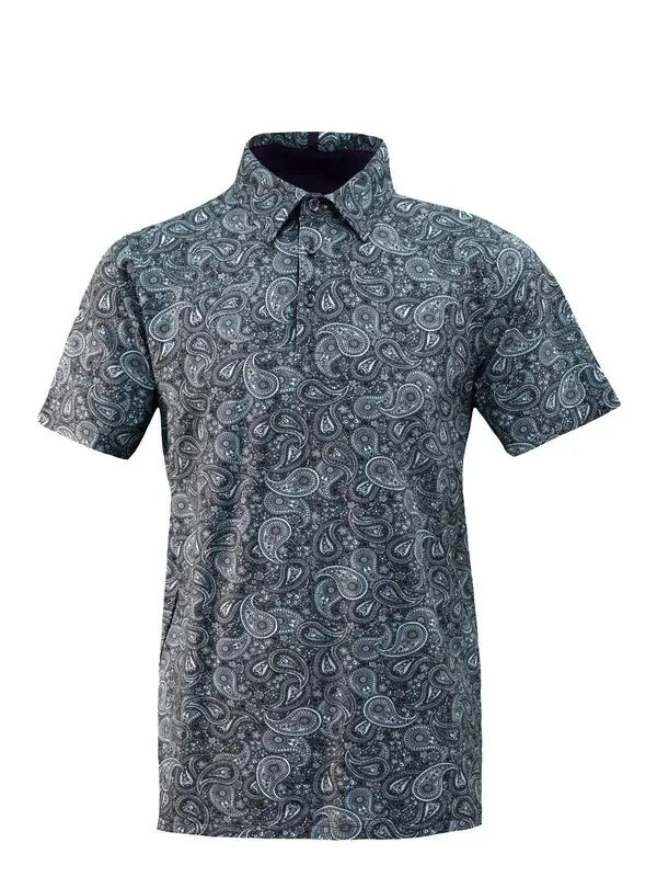 LORDS OF HARLECH Pietro Tribune Paisley Polo Shirt - Grey