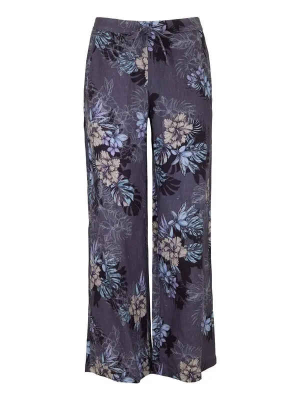 LORDS OF HARLECH Lillian Exotic Floral Wide-leg Pant - Black