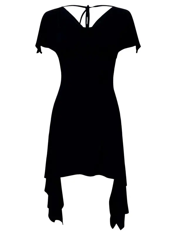 WHY MARY Athena Asymmetrical Backless Mini Dress - Black