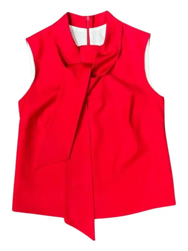 LINDSAY NICHOLAS NEW YORK Bow Blouse In Tropical Wool - Red