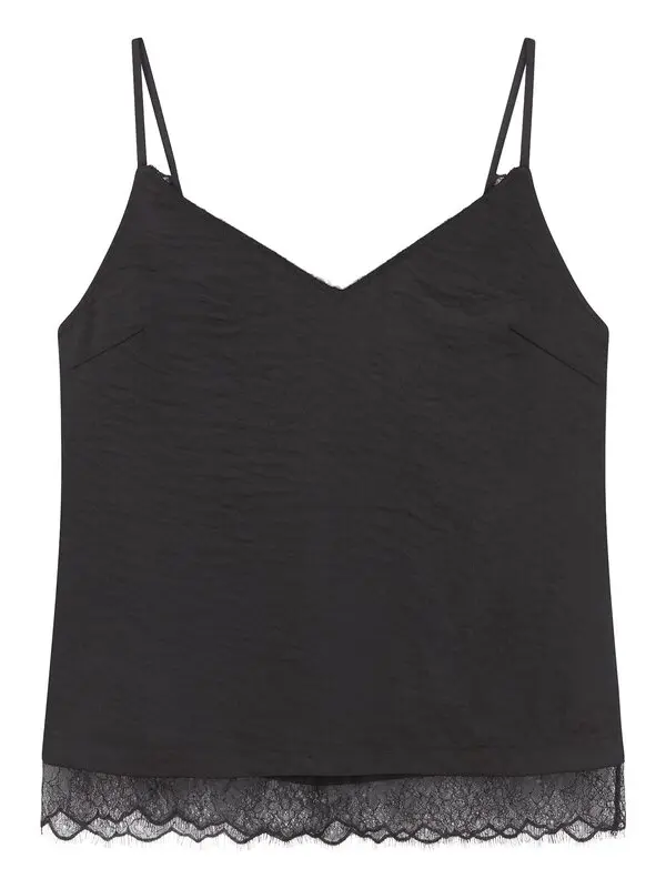 LITTLE LIES Nightbird Lace Trim Cami Top - Black