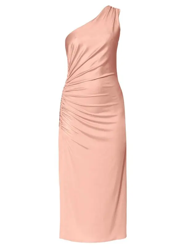 AGGI BY HALEWSKI Clara Cameo Rose Asymmetric Midi Dress - Rose Gold