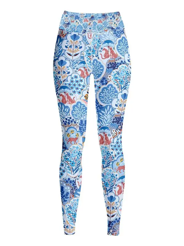 JESSIE ZHAO NEW YORK High Waist Yoga Leggings In Jungle - Blue