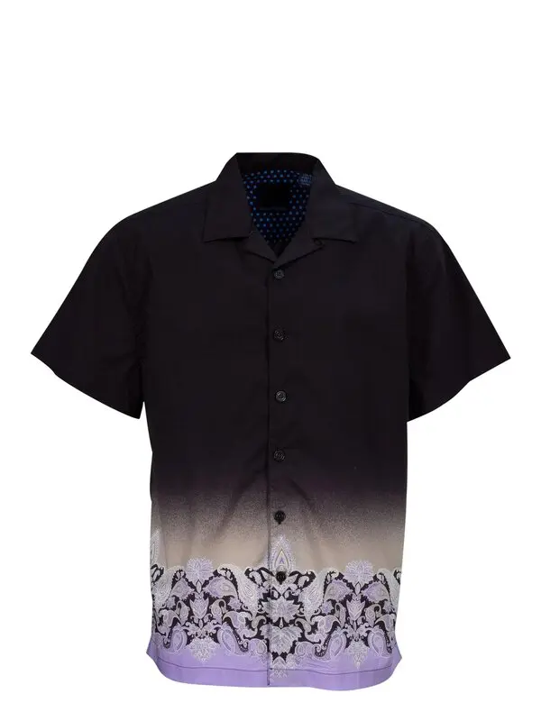 LORDS OF HARLECH Ralph Border Paisley Camp Shirt - Black