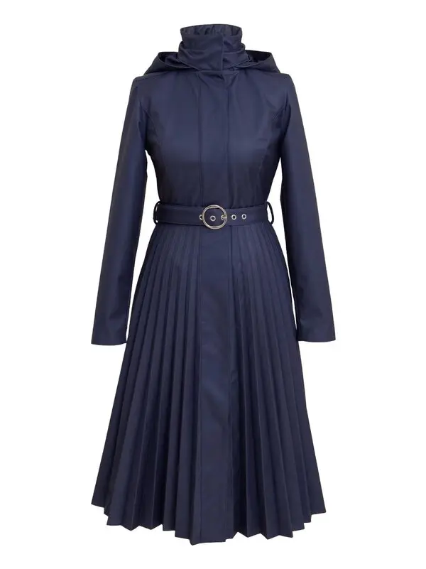 RAINSISTERS Fit & Flare A-line Coat With Pleated Skirt - Blue