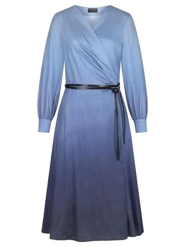 MARIANNA DÉRI Ombré Wrap Midi Dress - Blue