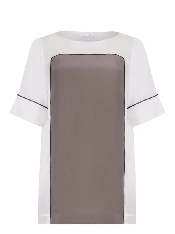 HELENE GALWAS Kaja" Two-tone Silk Shirt - Grey