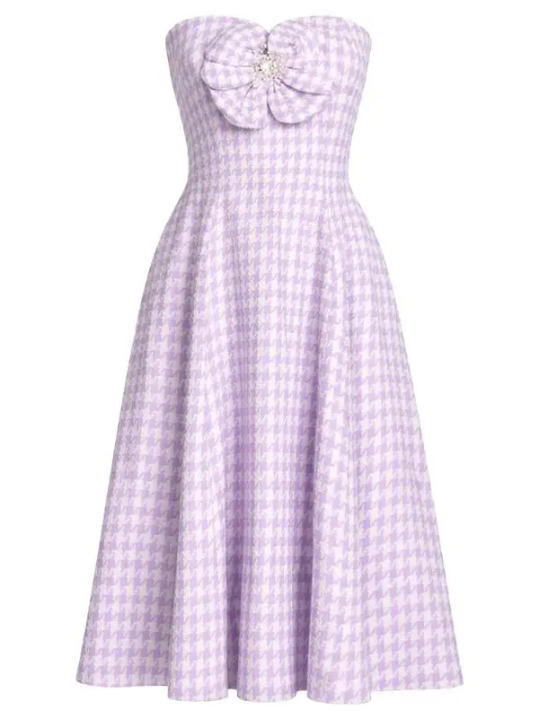 Mac Duggal Embellished Boucle Strapless Midi Dress - Purple