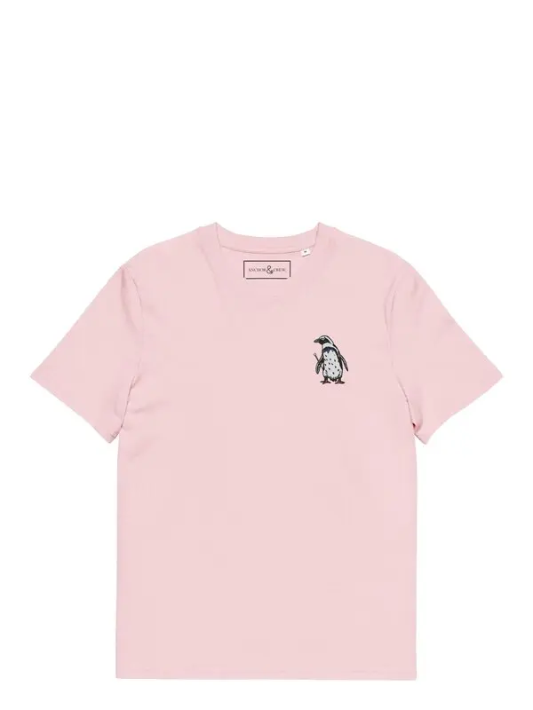 ANCHOR & CREW Cotton Pink Penguin Suit Actual Life Organic Cotton Embroidered T-shirt - Red