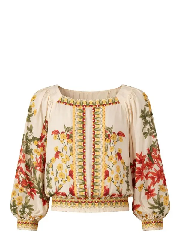 RAISHMA Printed Relaxed Fit Viscose Shirt - White