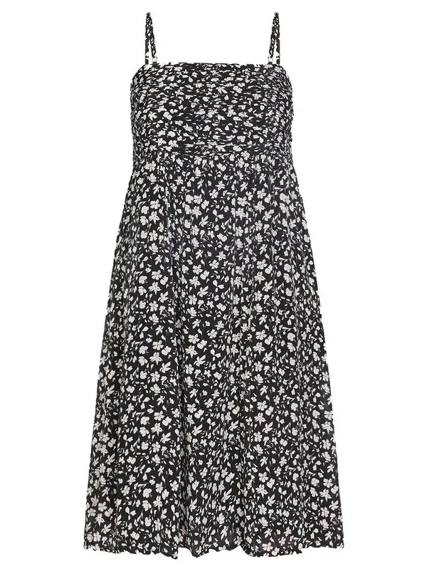 REISTOR Ruched Strappy Mini Crepe Dress - Black