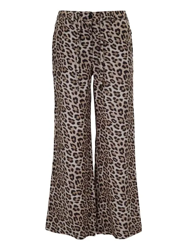 LORDS OF HARLECH Deanna Leopard Wide-leg Pant - Brown