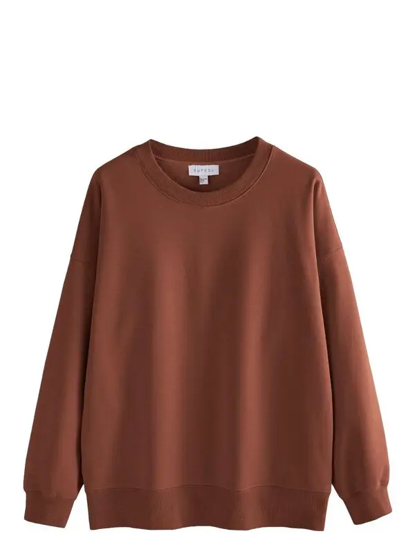 SUPESU Cubby Oversized Crewneck Sweater - Brown